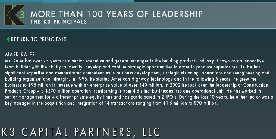 Mark Kaler K3 Capital Partners